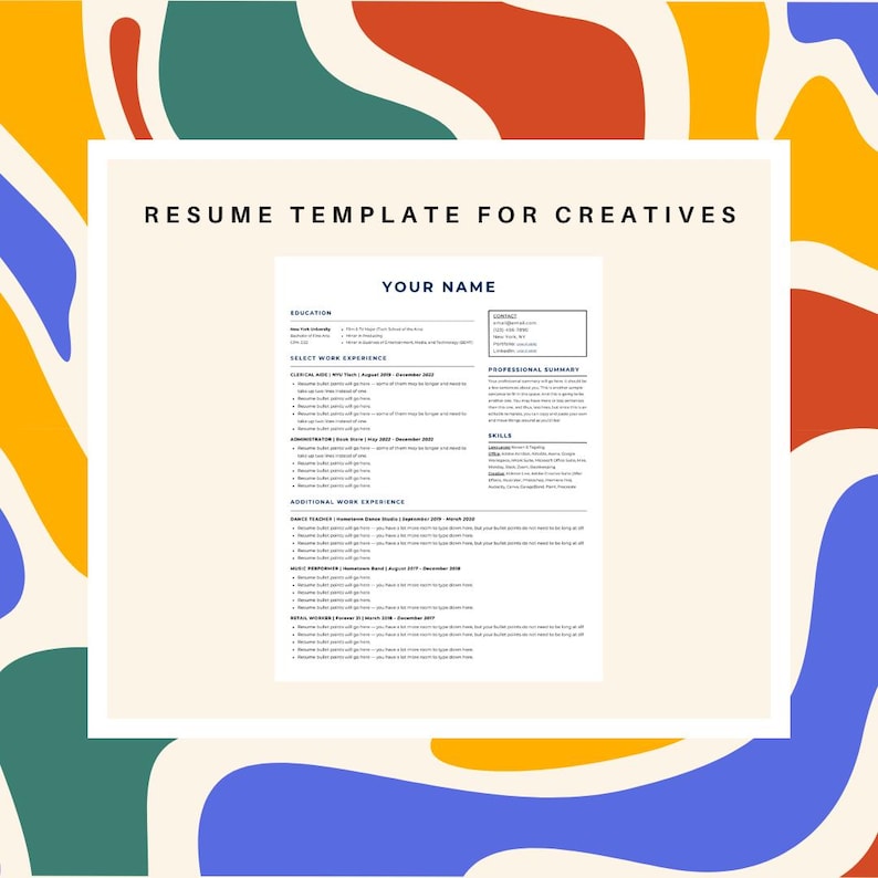 Editable Resume Template for Creative Professionals - Etsy
