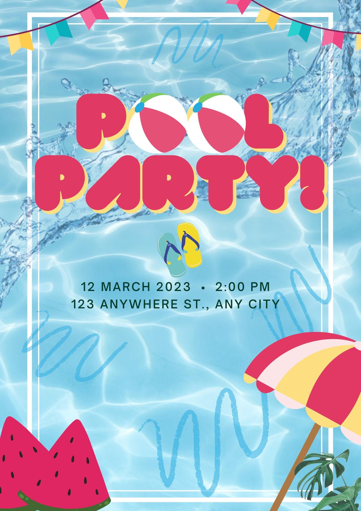 Pool Party Invitation Template - Etsy