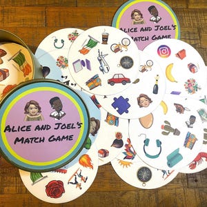 Printed Custom Personalised Dobble and Spot It Style Match Card Game ...