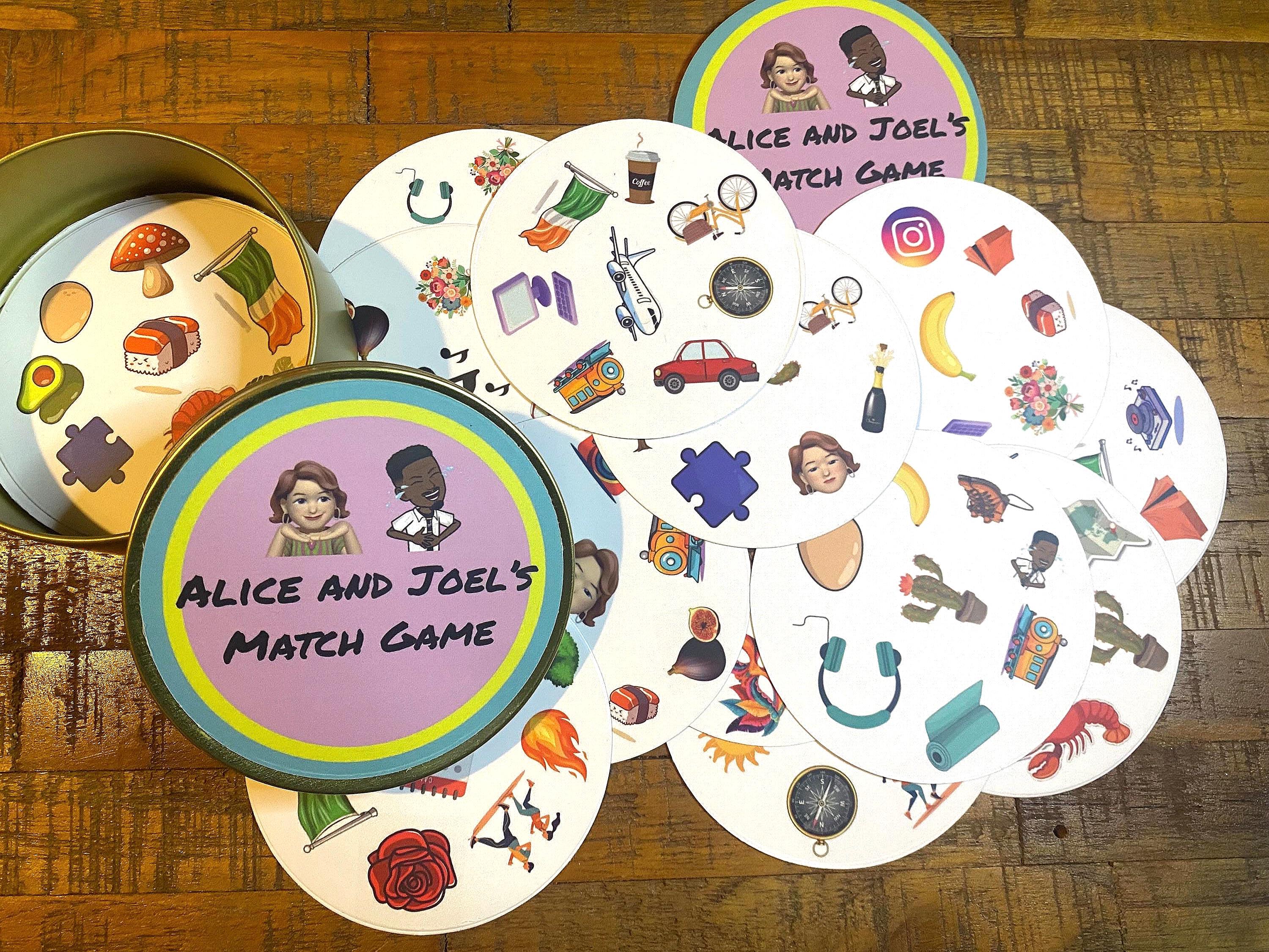 Printed Custom Personalised Dobble and Spot It Style Match Card Game! Great Gift or Wedding ...