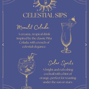 Celestial Signature Sips Menu - Etsy