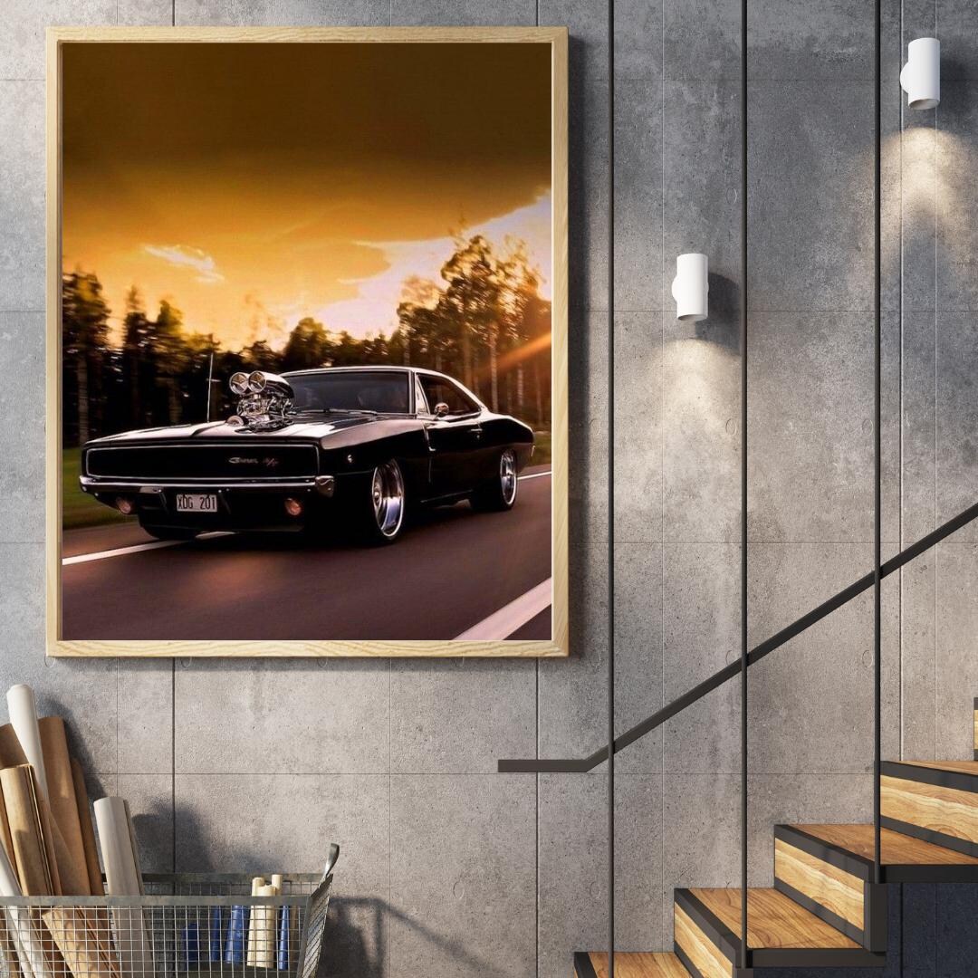 Dodge Charger Wall Art, American Muscle Car Print Table, Mustang Photo ...