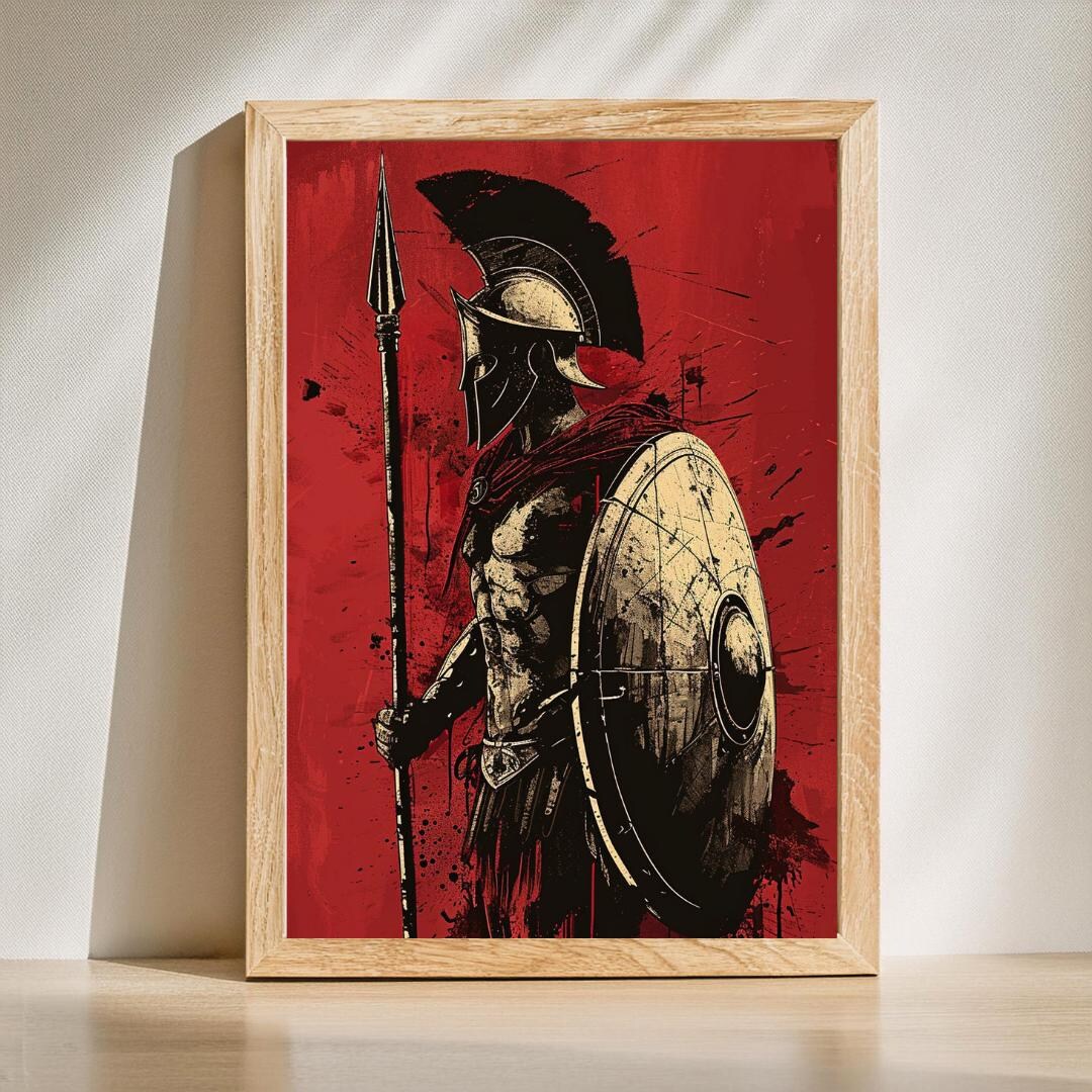 Spartan Warrior Wall Art, Spartian in Helmet Hanging, Warrior Posters ...