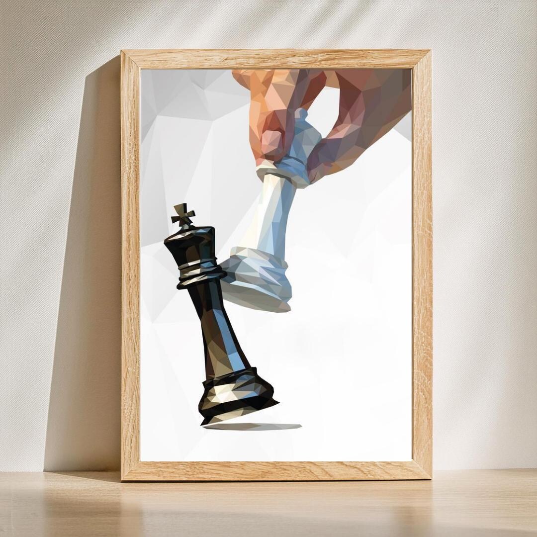Checkmate Illustration Poster Wall Art, Chess Print Wall Art, the Chess ...