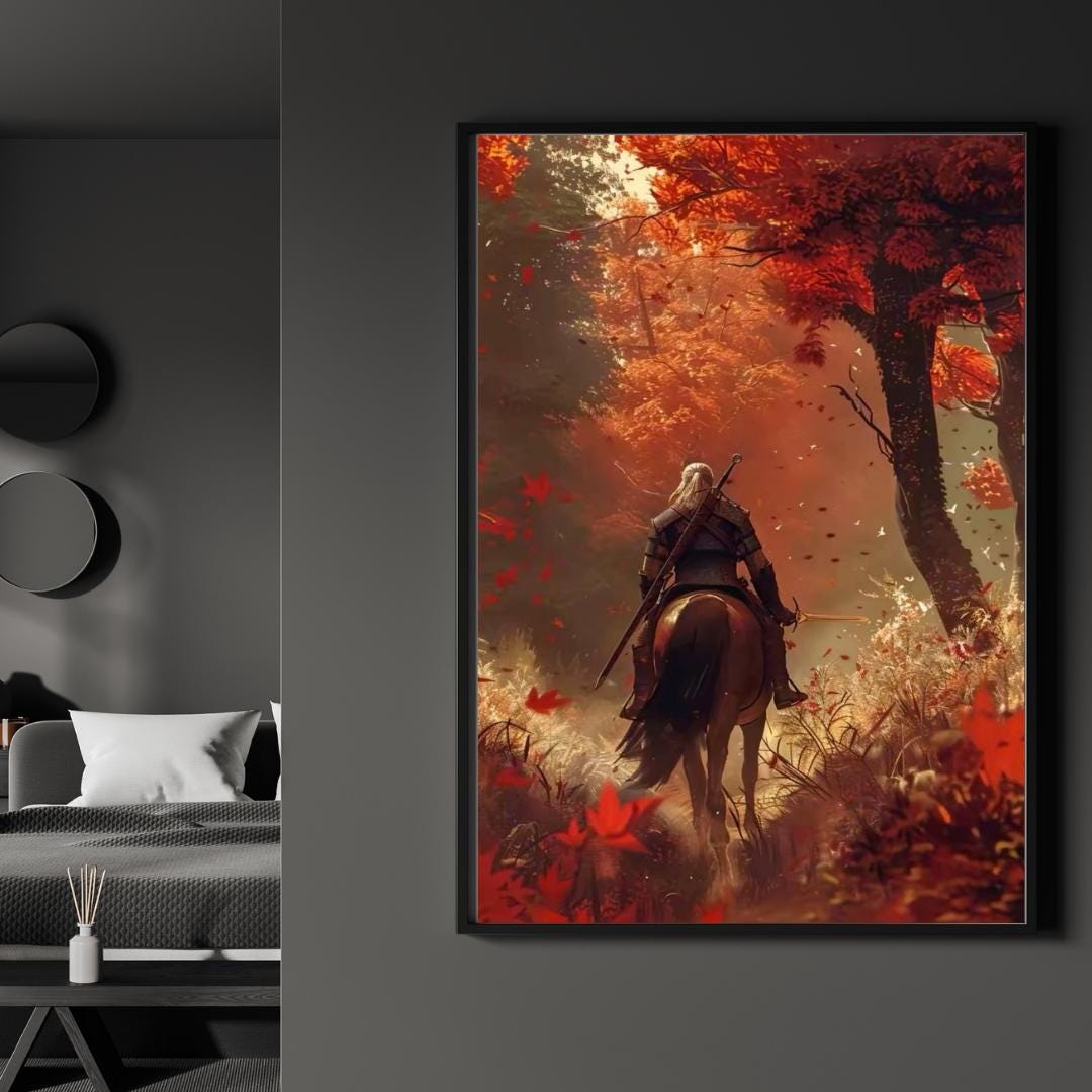 Geralt of Riviaillustration Printed Wall Art, Witcher Illustration ...