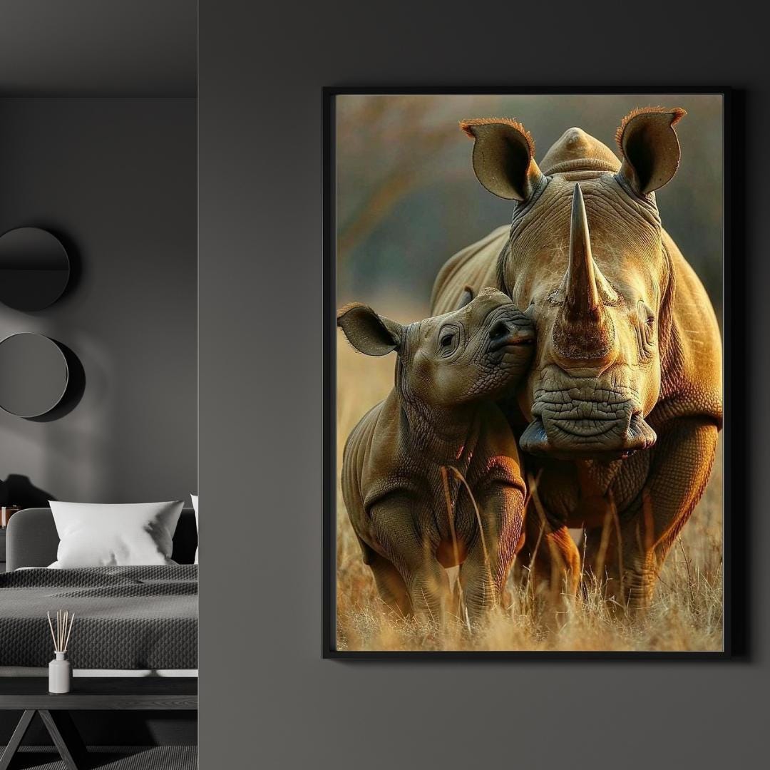Rhino Wall Art, Rhino Illustration Hanging, African Animal Print Wall ...