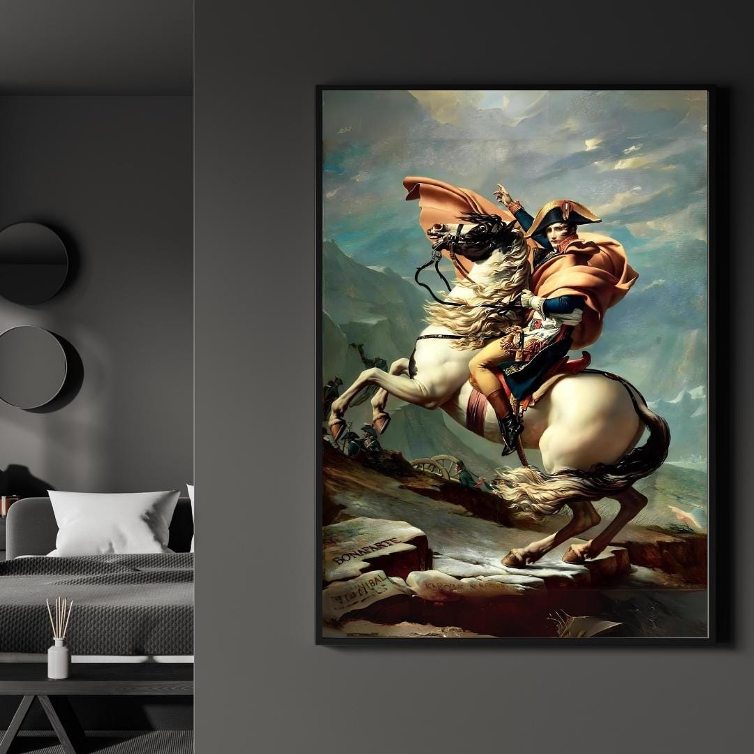 Napoleon Crossing the Alps Wall Art, Jacques Louis David Canvas ...