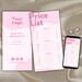 Pink Modern Price List, Price List Template, Pricing Sheet, Editable ...