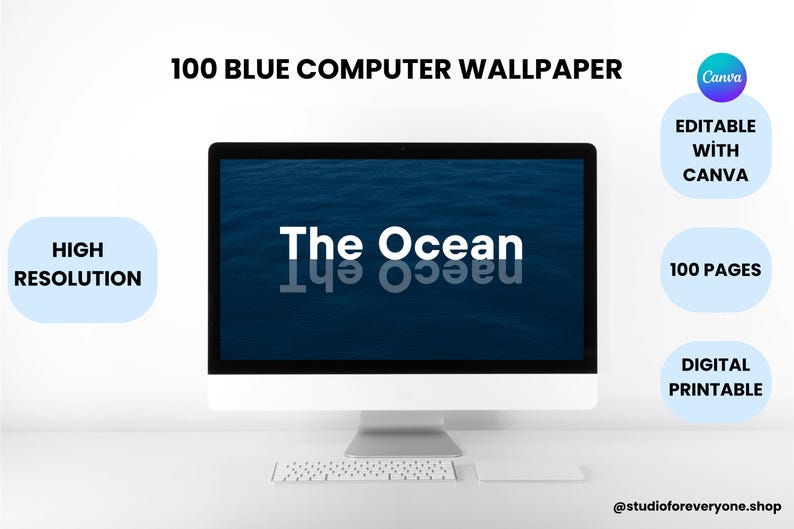 100 Blue Aesthetic Desktop Wallpapers | Minimalist Blue Computer ...