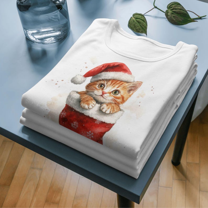 Watercolor Christmas Cats 24 PNG Holiday Clipart Kittens in Santa Hats ...