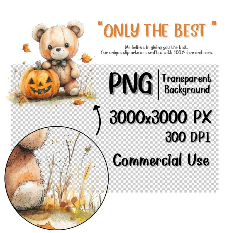 Teddy Bear Halloween Clipart, 24 PNGJPG Watercolor unique Halloween ...