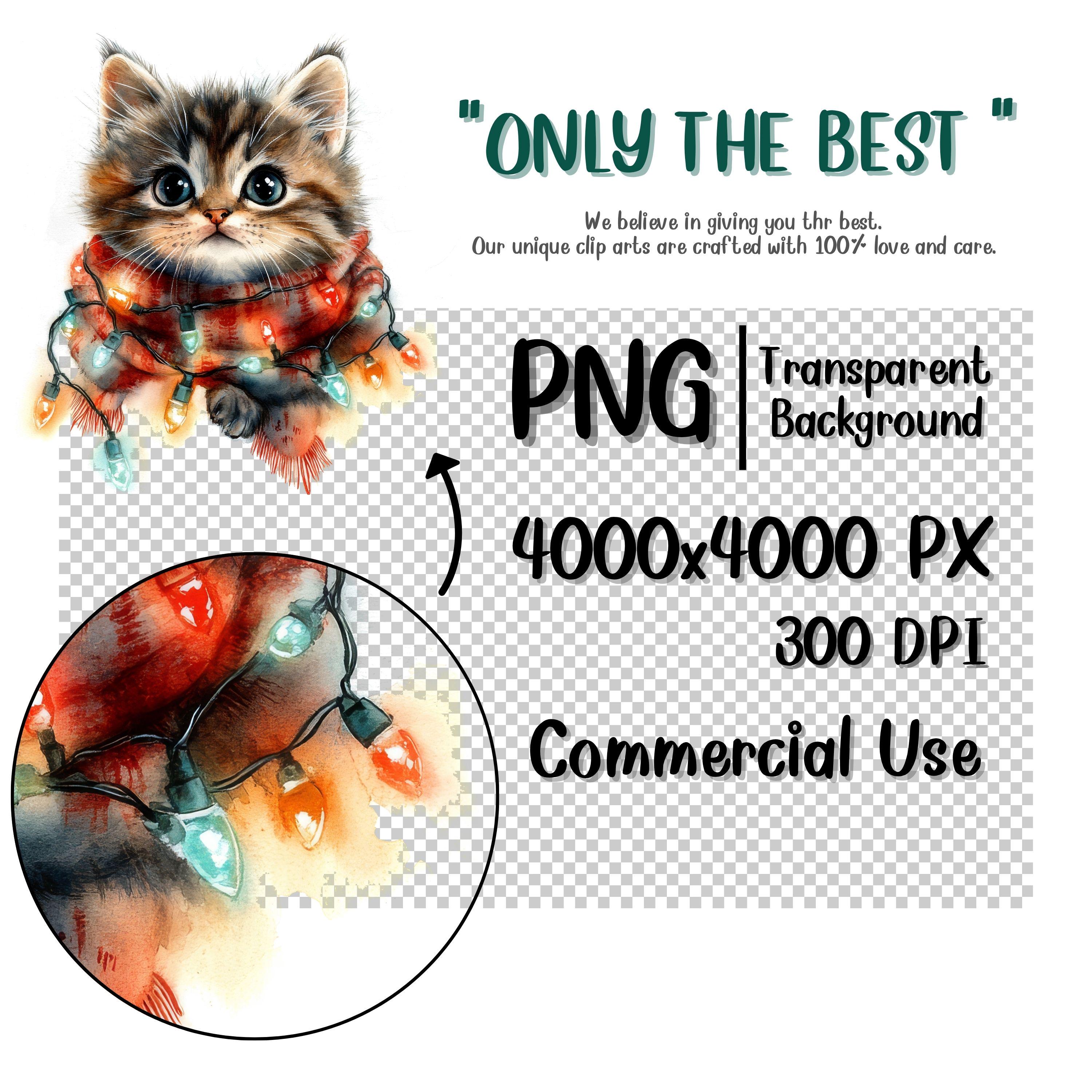 Watercolor Christmas Cats 24 PNG Holiday Clipart Kittens in Santa Hats ...