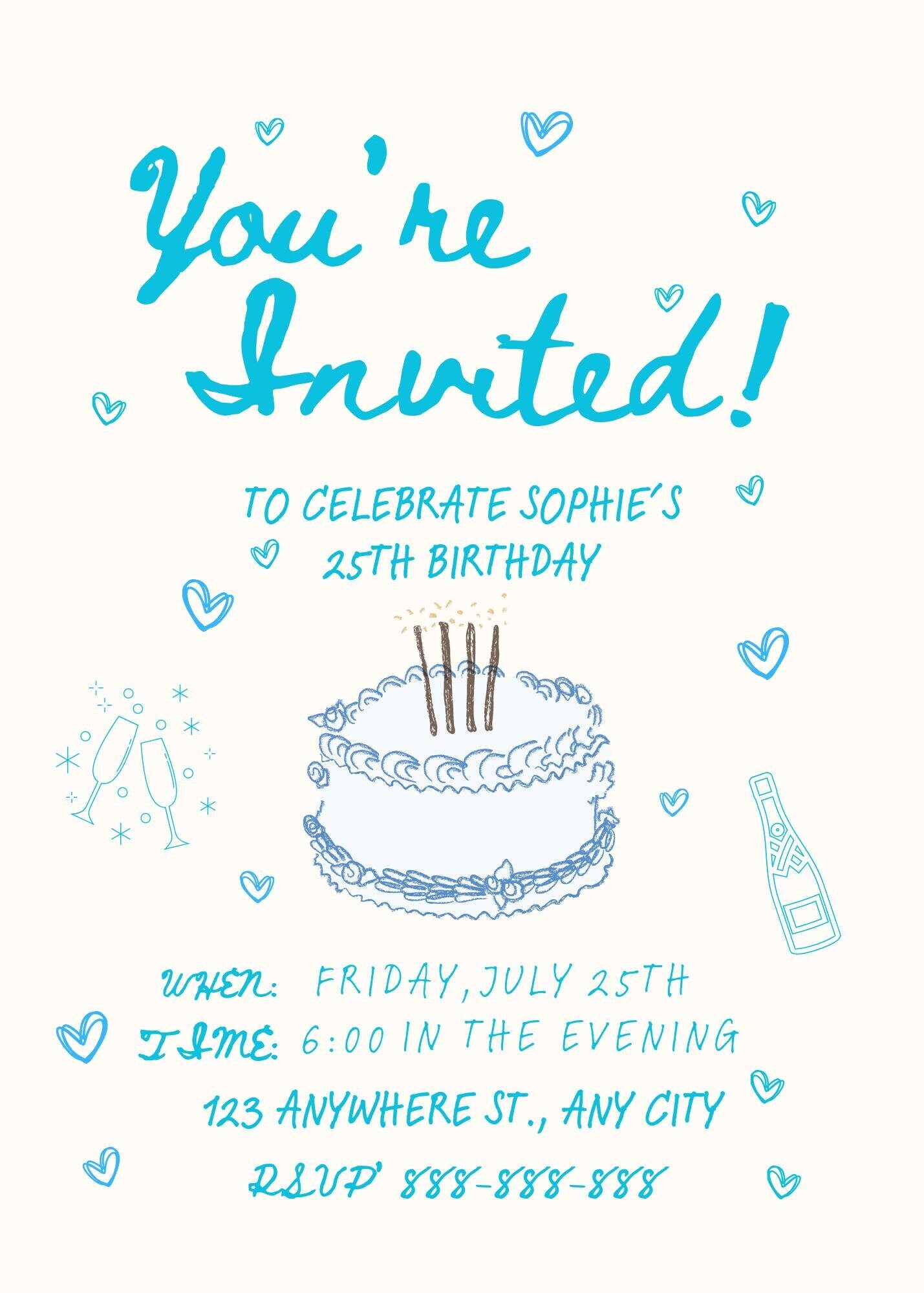 Editable Birthday Party Invitation, Text Invitation, Party Invitation ...