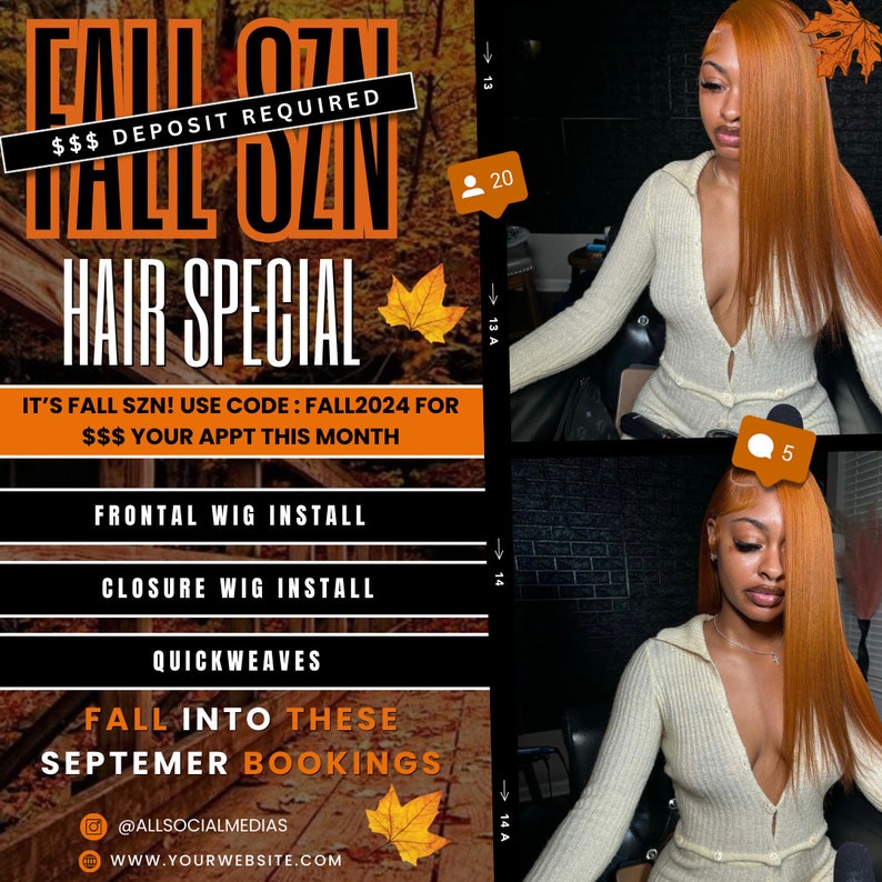 DIGITAL SEPTEMBER Fall Szn Hair Flyer Salon Wig Sale Price List ...
