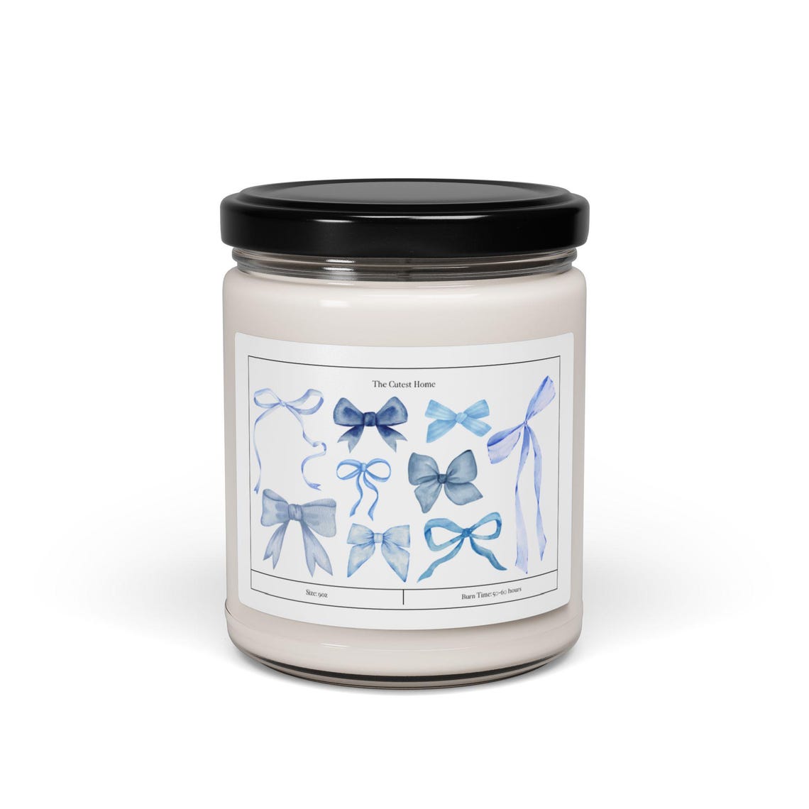 Coquette Blue Bow Candle, Aesthetic Candle, Blue Bow Print, Coquette ...