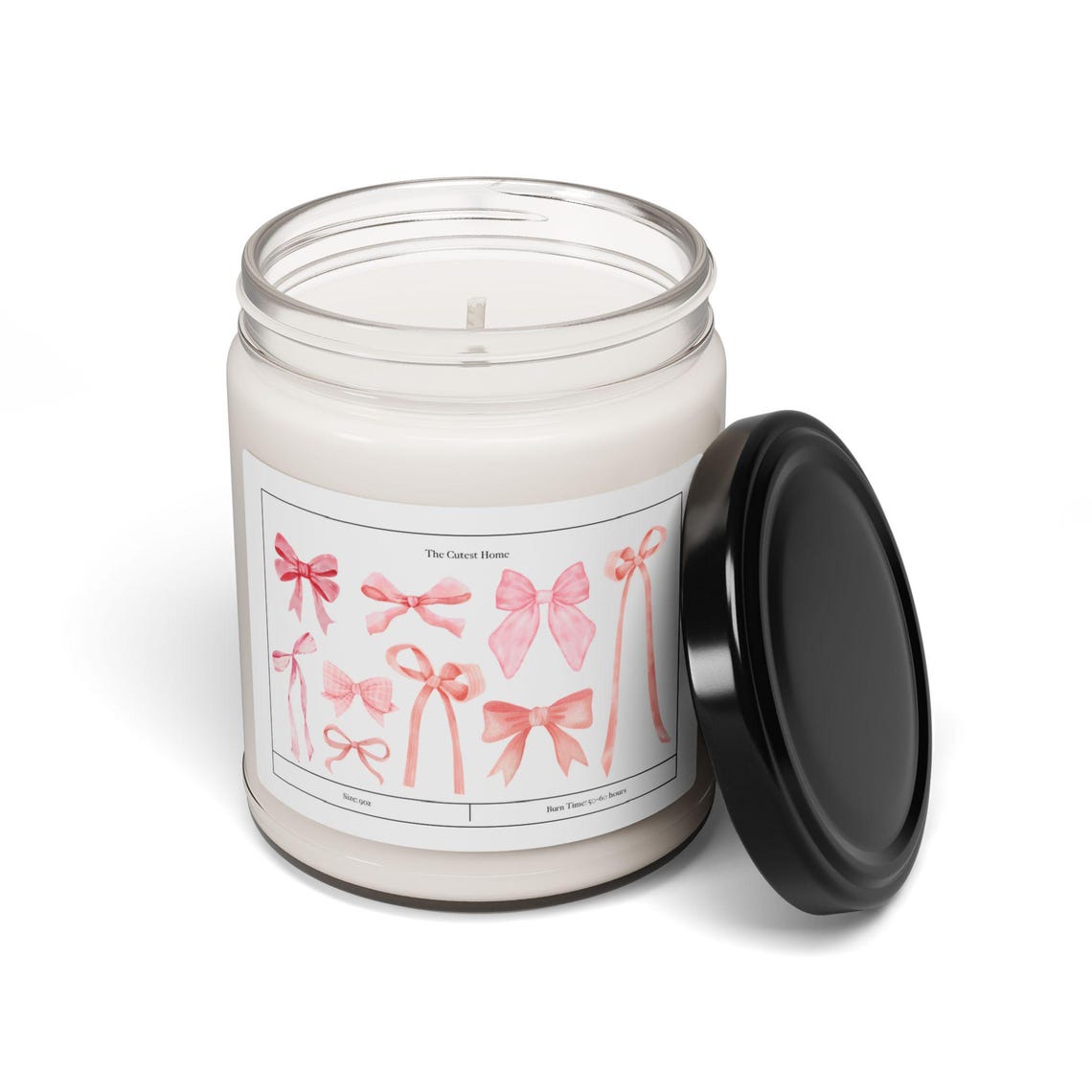 Coquette Aesthetic Candle, Bow Candle, Pink Bow Print Candle, Coquette ...