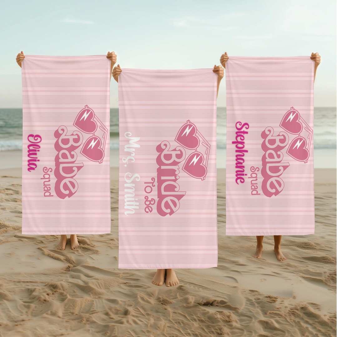 Personalized Barbie Bride Beach Towel, Barbie Bachelorette Matching ...