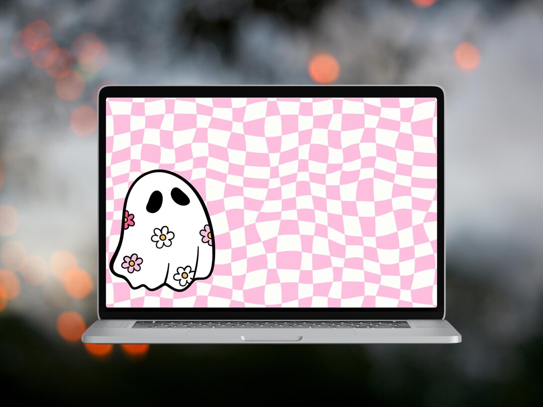 Pink Halloween Desktop Wallpaper, Fall Ghost Laptop Background, Pink ...