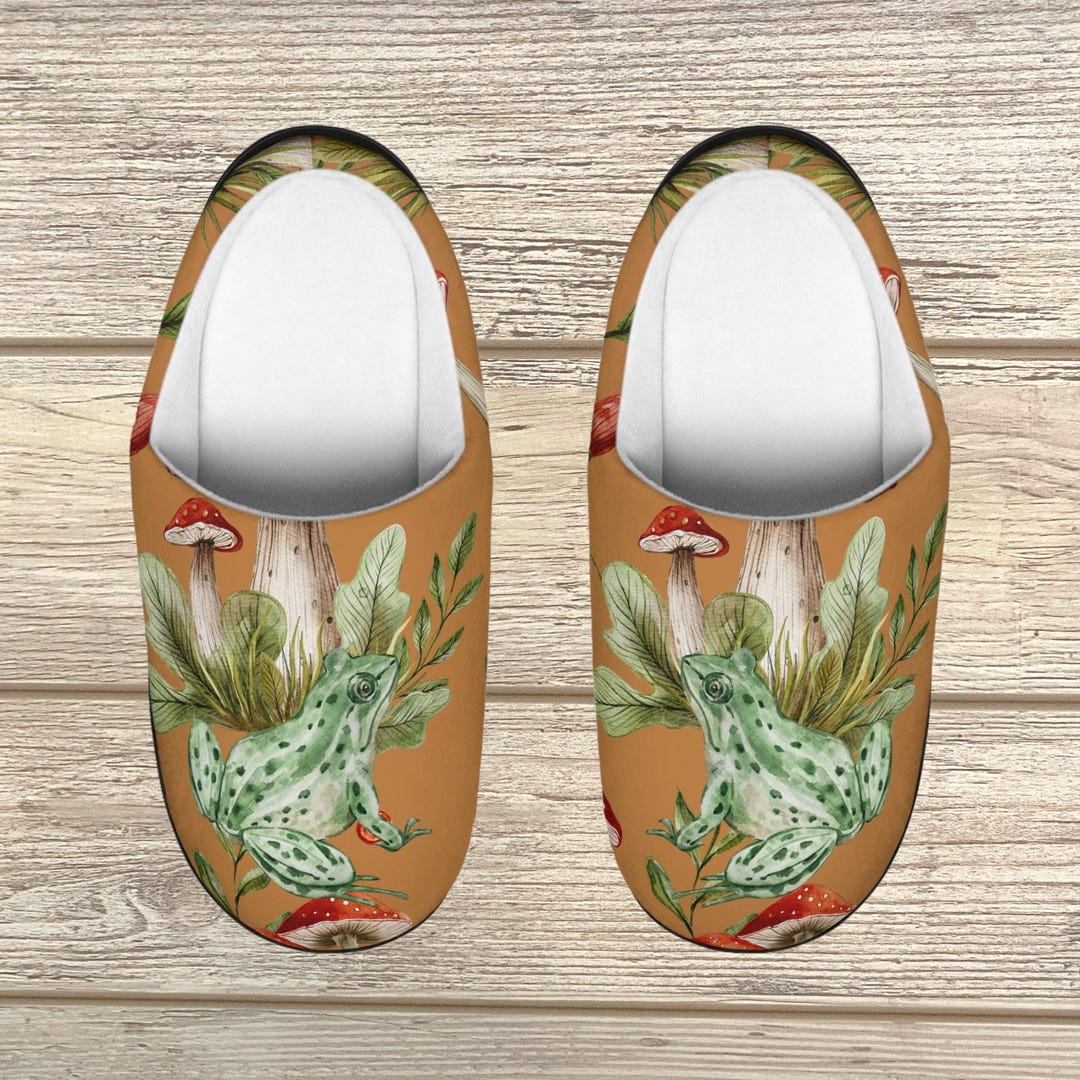Frog Slippers for Women Cozy Indoor Mushroom and Orange Slippers, Cute ...