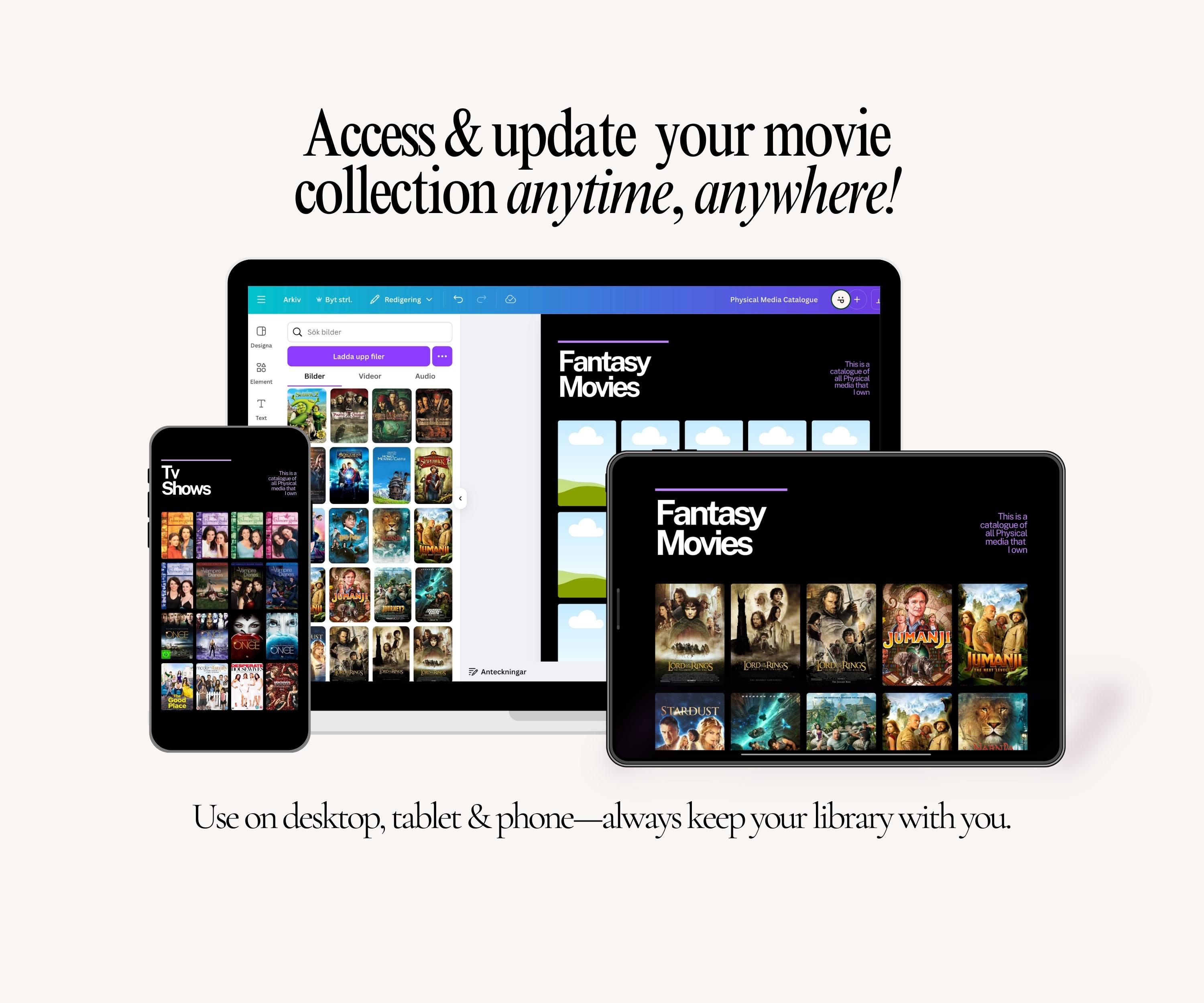 Physical Media Collection Tracker | Canva Movie Log Template | DVD VHS ...
