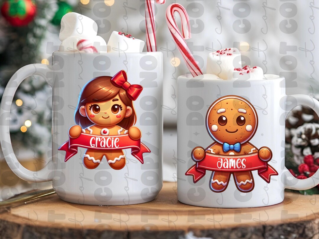 Custom Gingerbread Christmas With Kid Names Png, Boy Girl Christmas Png ...