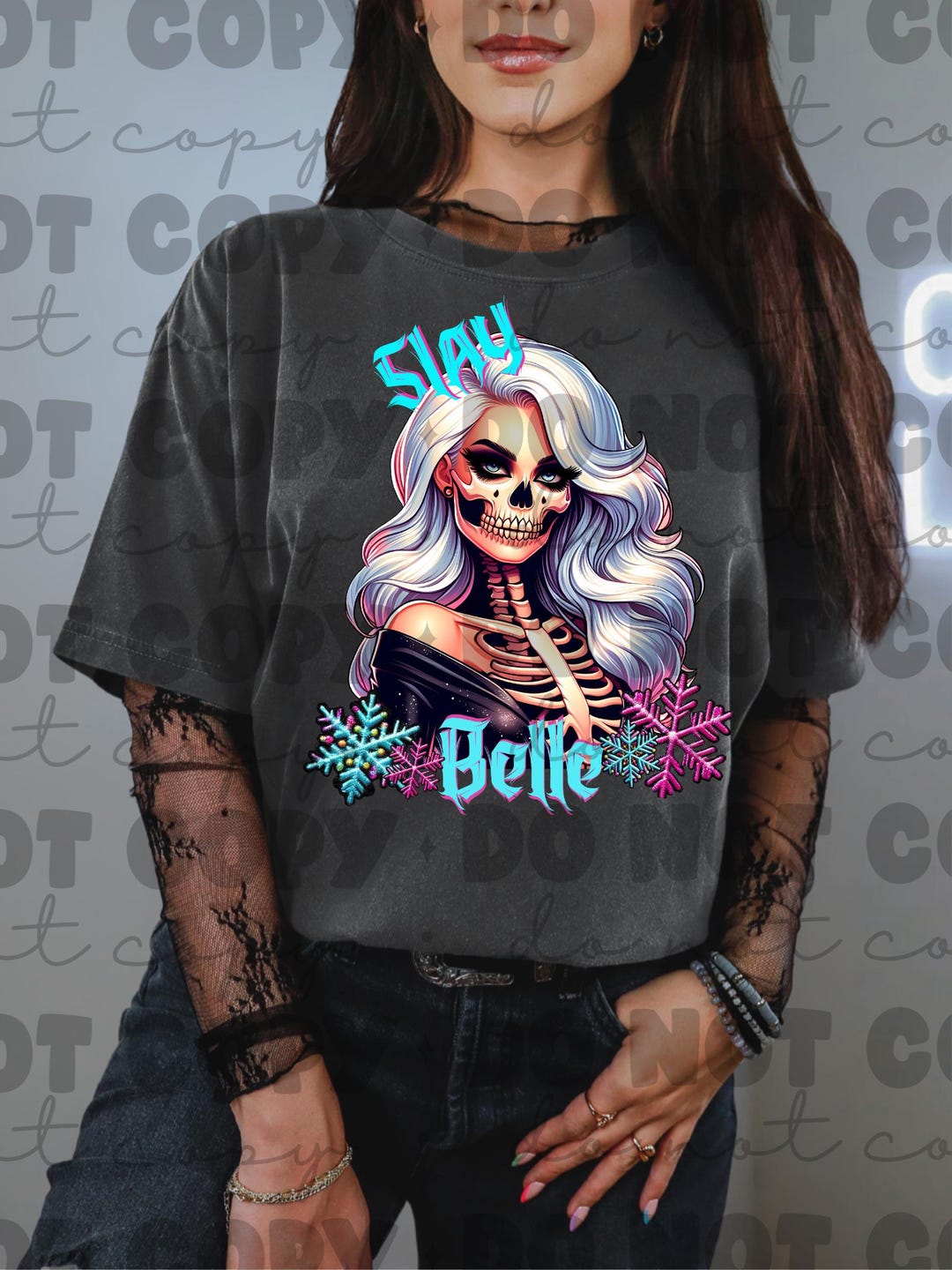 Silver Christmas Skeleton Girl Cute Neon PNG, Mean Girl Slay Belle ...