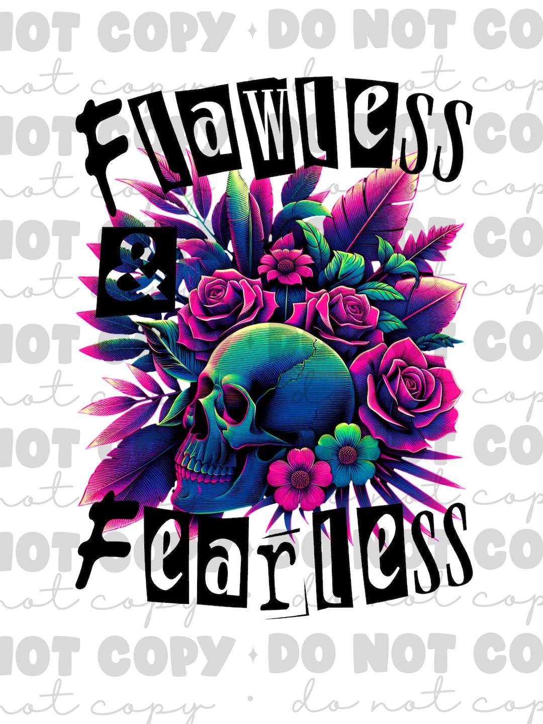 Fearless and Flawless PNG, Digital Download, Sublimation Design, Neon ...