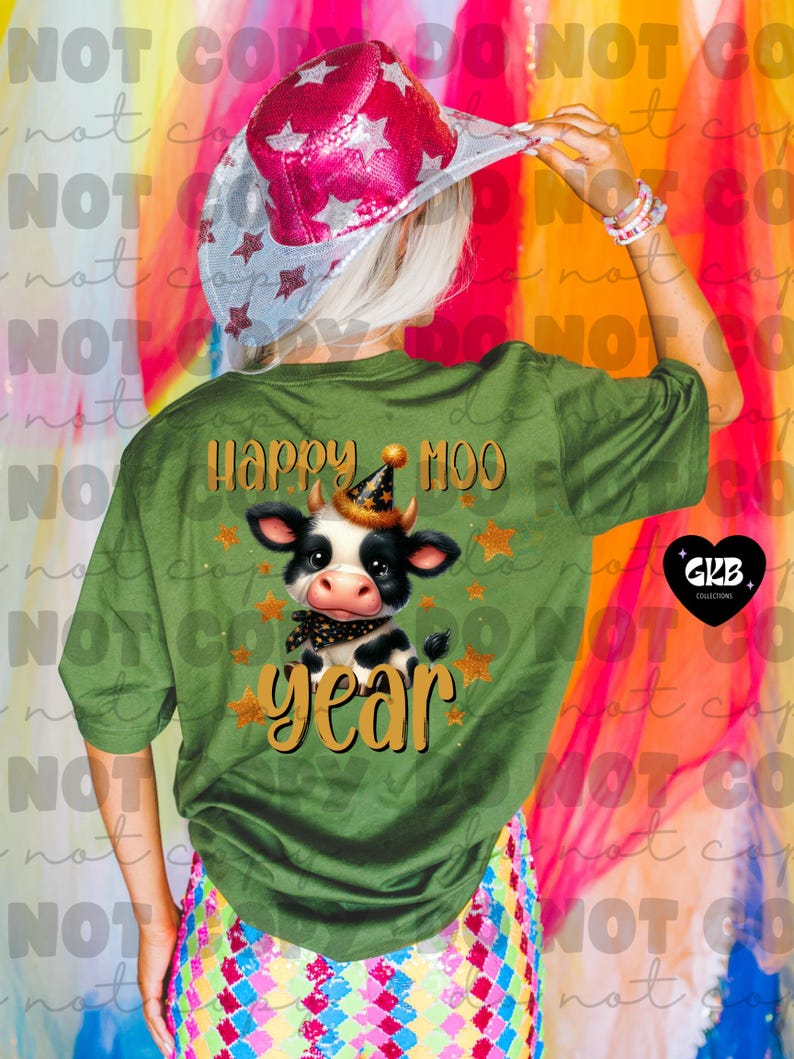 Happy Moo Year Png, Sublimation New Years Design, Cow Glitter PNG ...