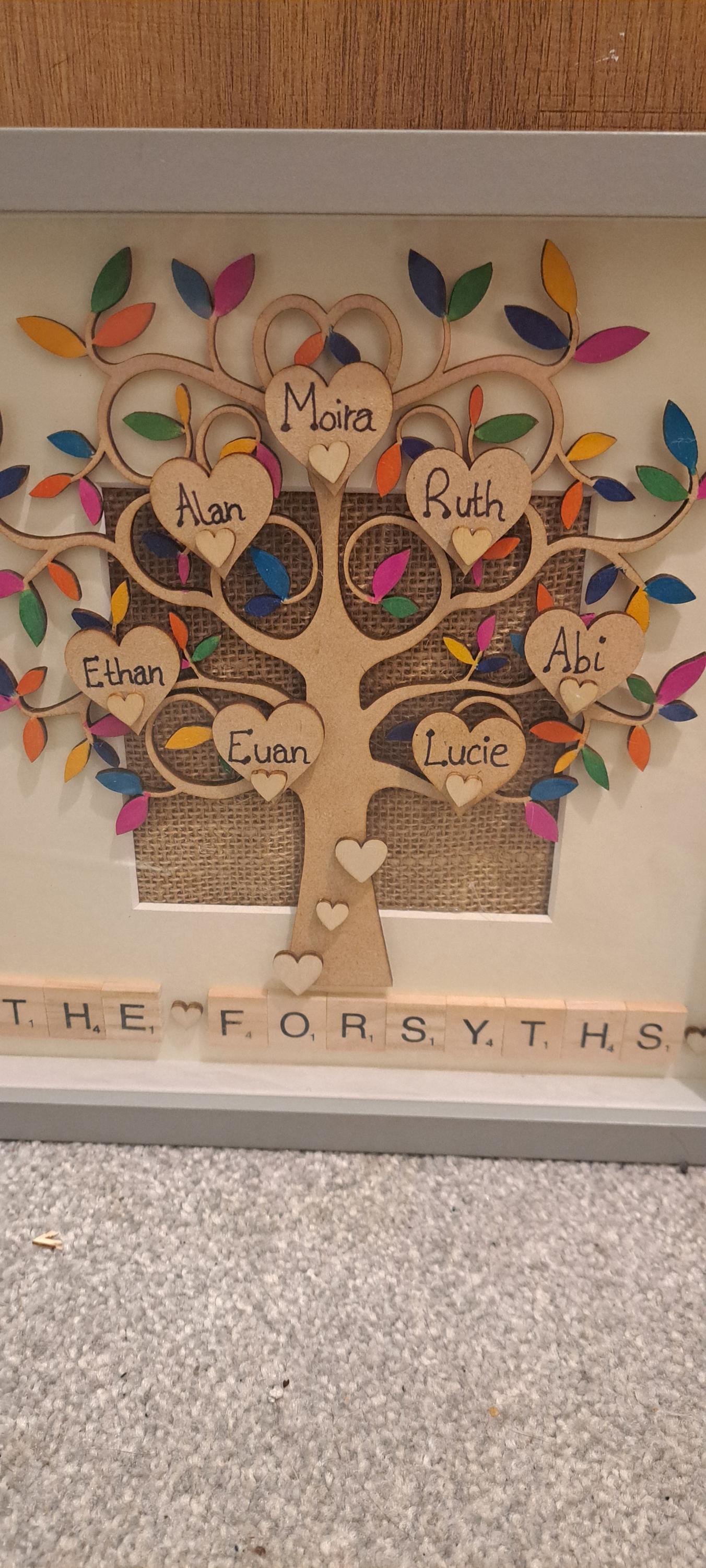 Large Family Tree Box Frame... for 6 Names and Over. - Etsy UK