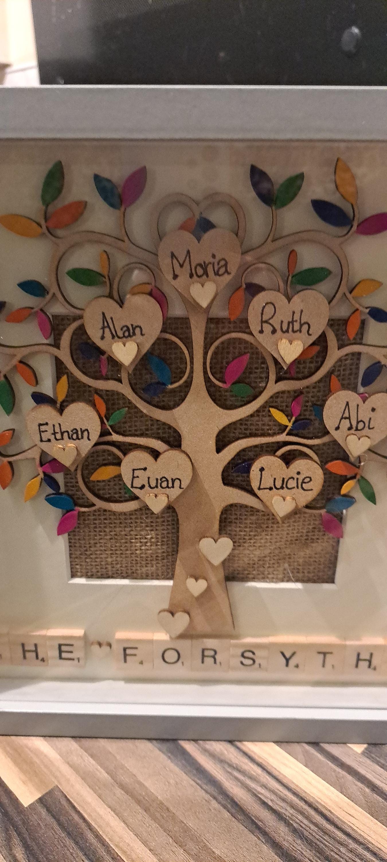Large Family Tree Box Frame... for 6 Names and Over. - Etsy UK