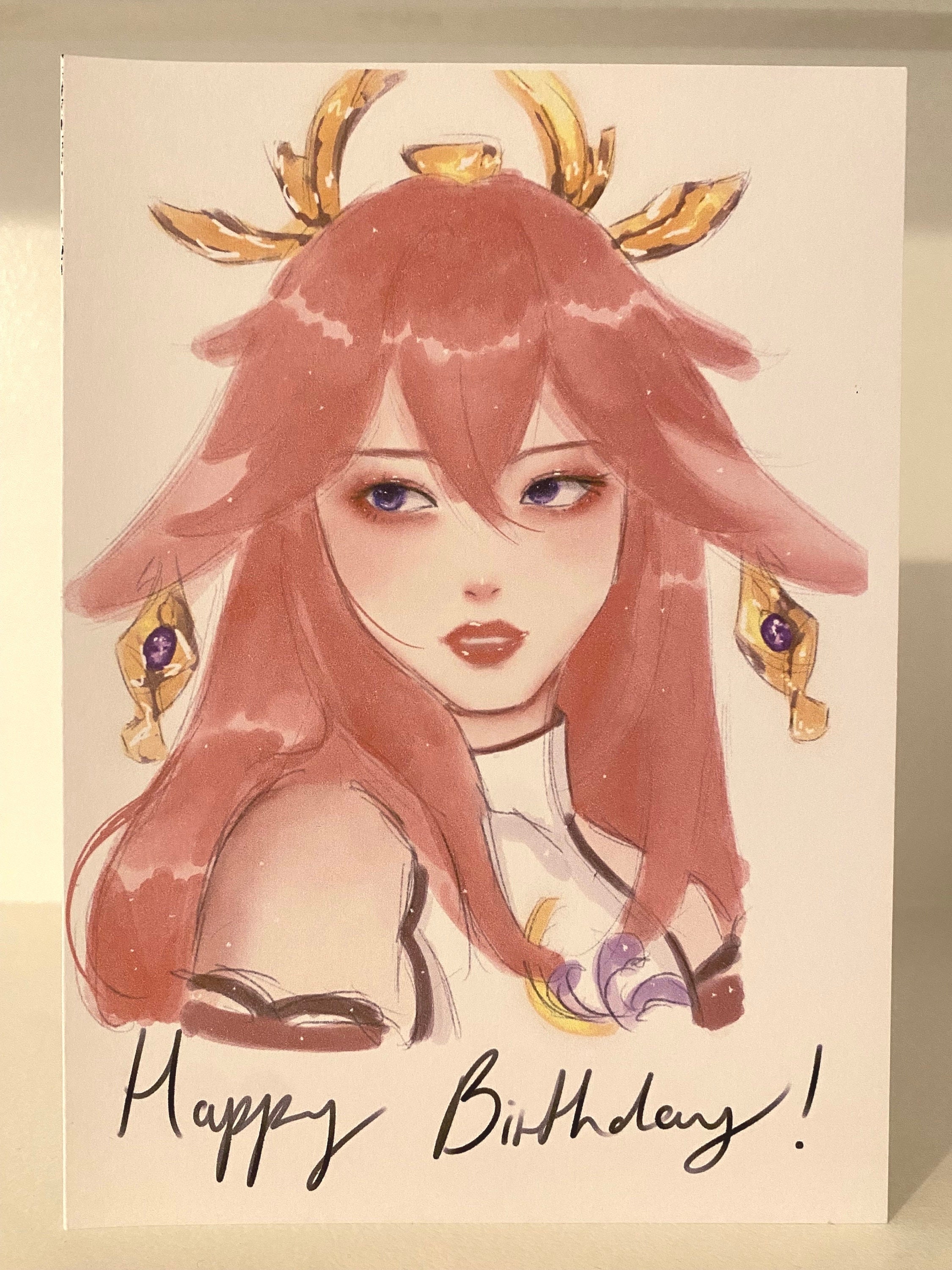 YAE MIKO BIRTHDAY Card Genshin Impact Anime Birthday Gift - Etsy