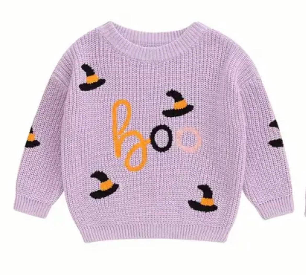 Toddler Girls Halloween “boo” Sweater - Etsy
