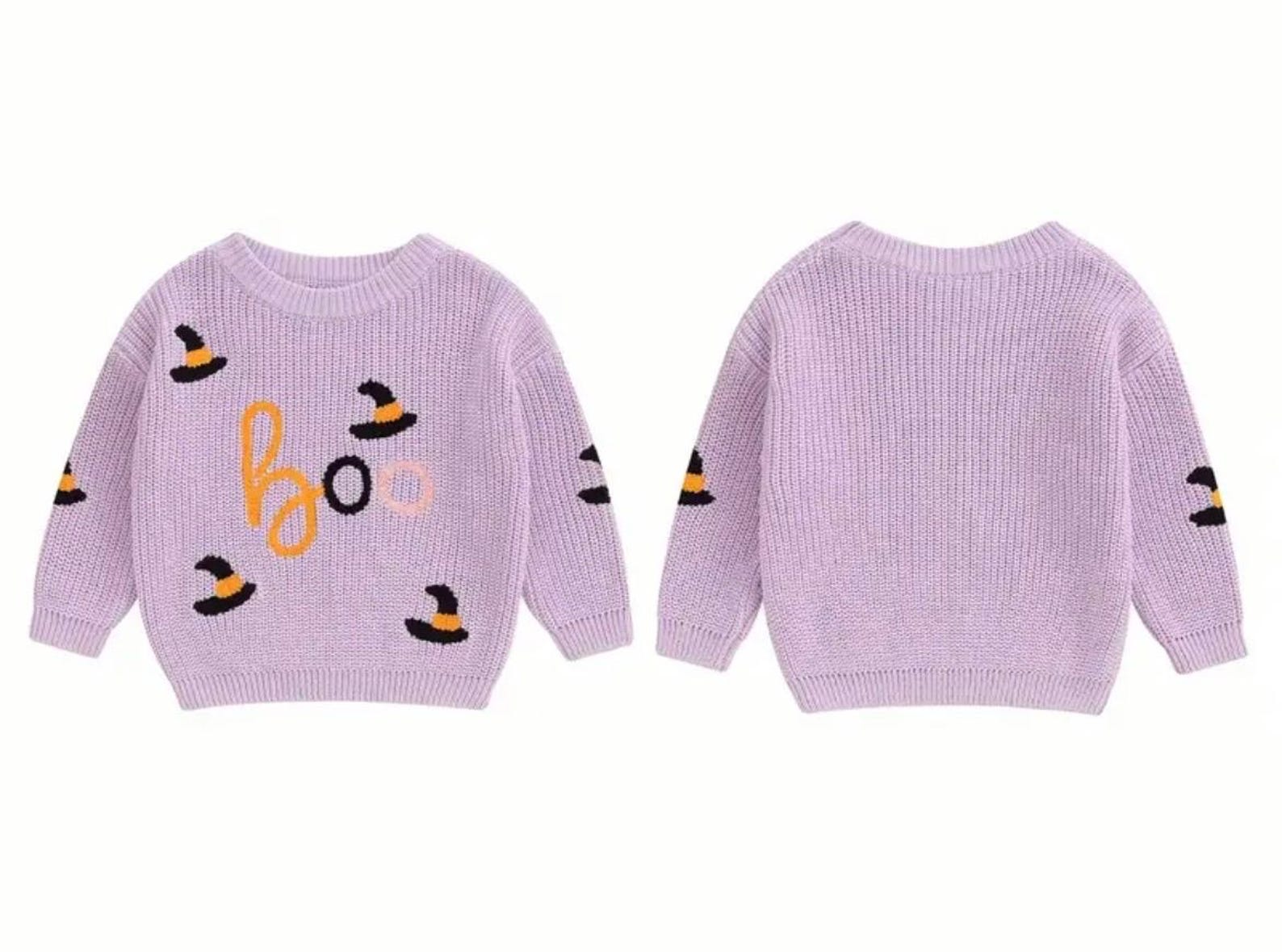 Toddler Girls Halloween “boo” Sweater - Etsy