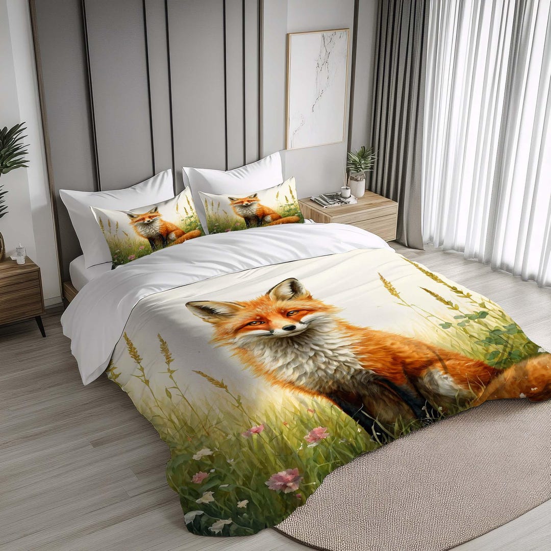 Christmas Gifts Red Fox Quilt Cover Customized Name Bedroom Bedding Set ...
