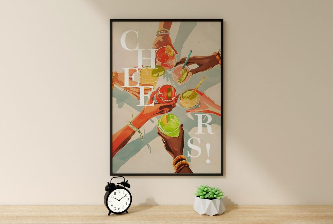 Wall Decor for Kitchen, Cheers Poster, Wine Canvas, Wine Poster, Cheers ...