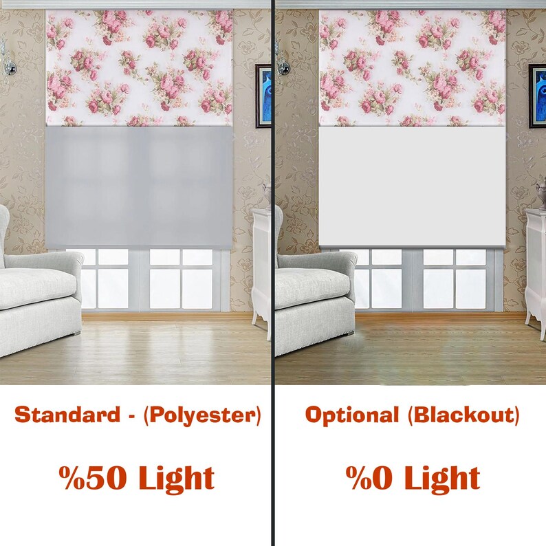 Floral Print Sheer Roller Shade: Dual Layer Blackout Blind - Etsy