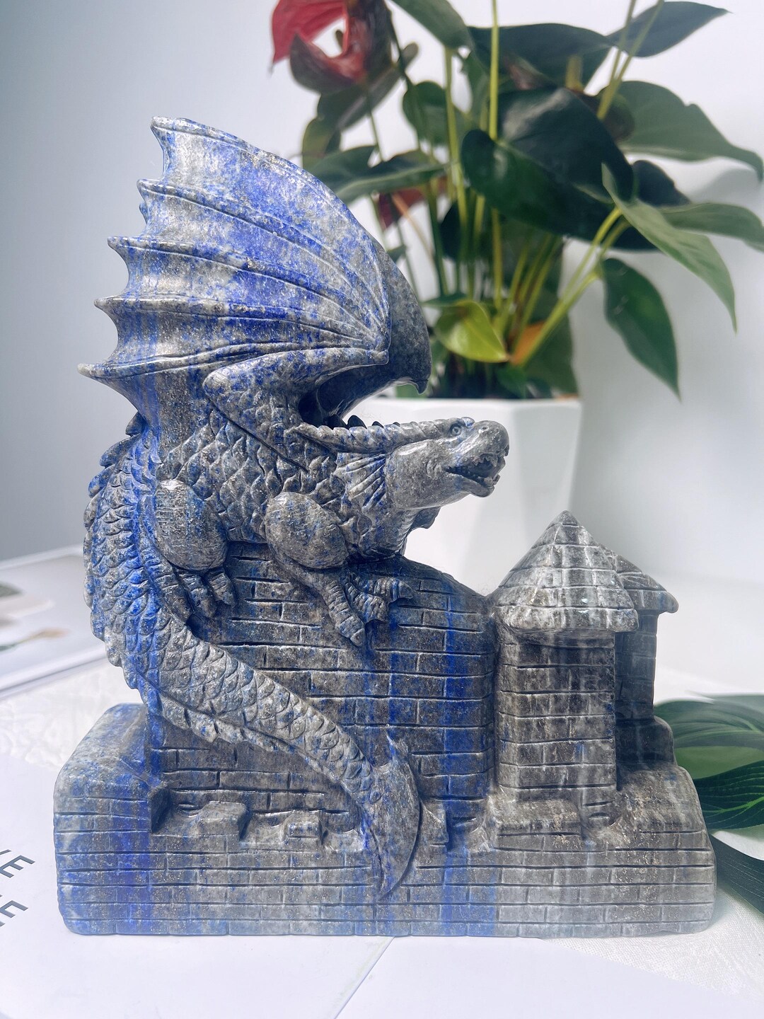 Lapis Lazuli Dragon Castle Crystal Large Natural Stone Carved and ...