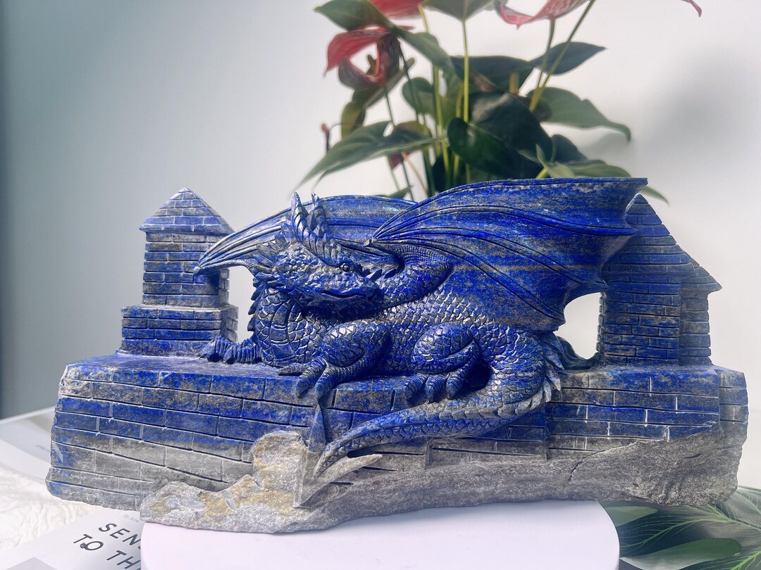Lapis Lazuli Dragon Castle Crystal Large Natural Stone Carved and ...