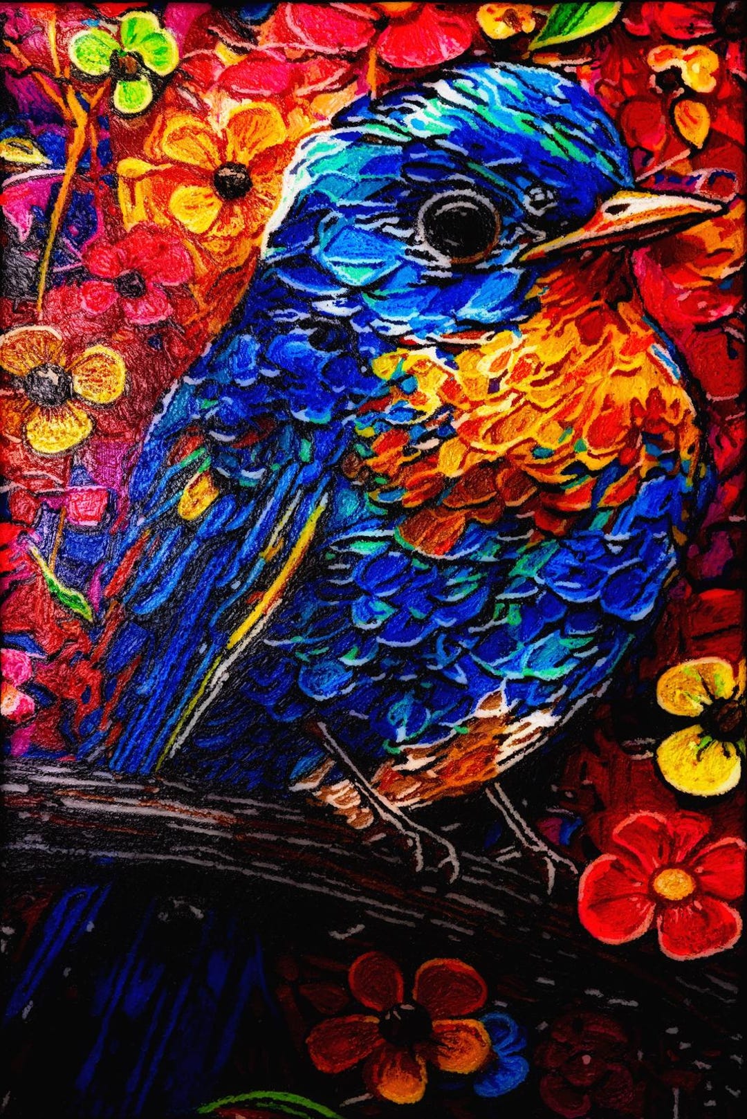 Bluebird of Happiness - Original Unique Melted Wax Art Canvas - Etsy
