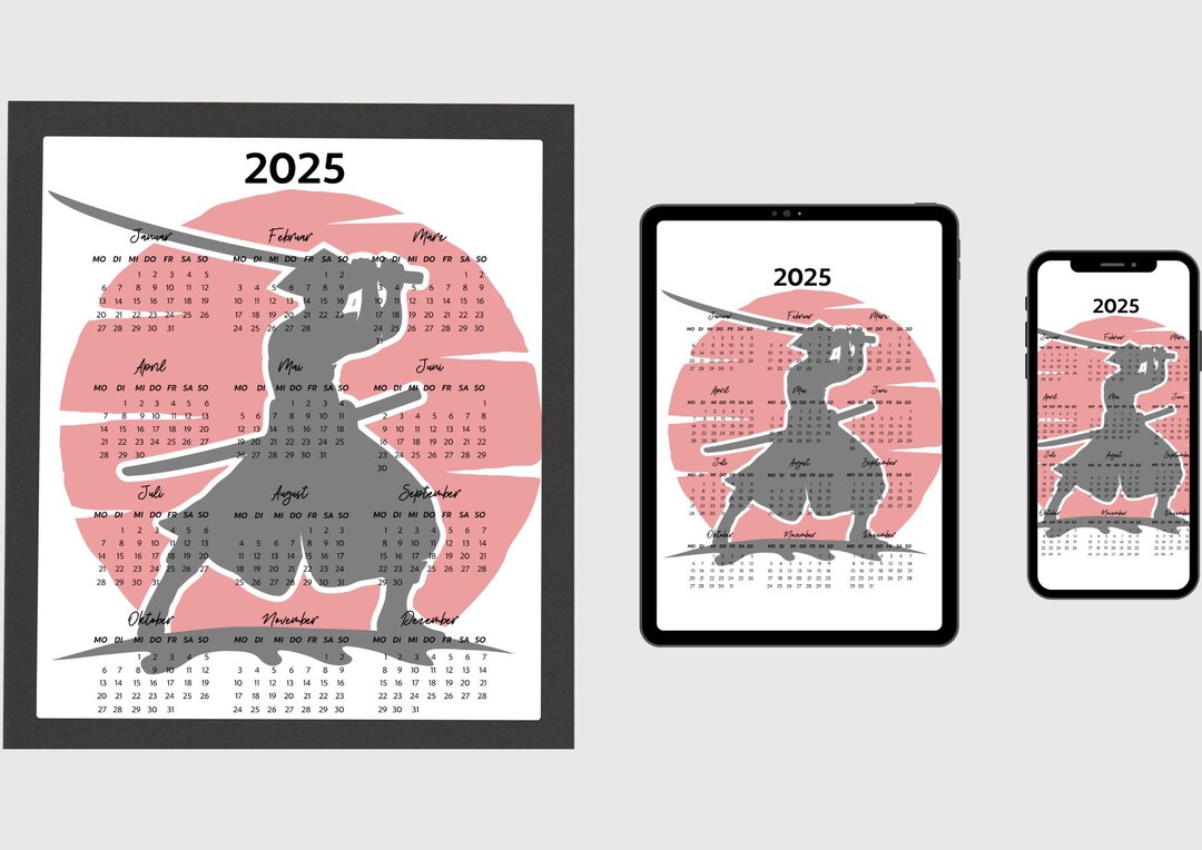Digital Download Samurai Calendar 2025 - Etsy