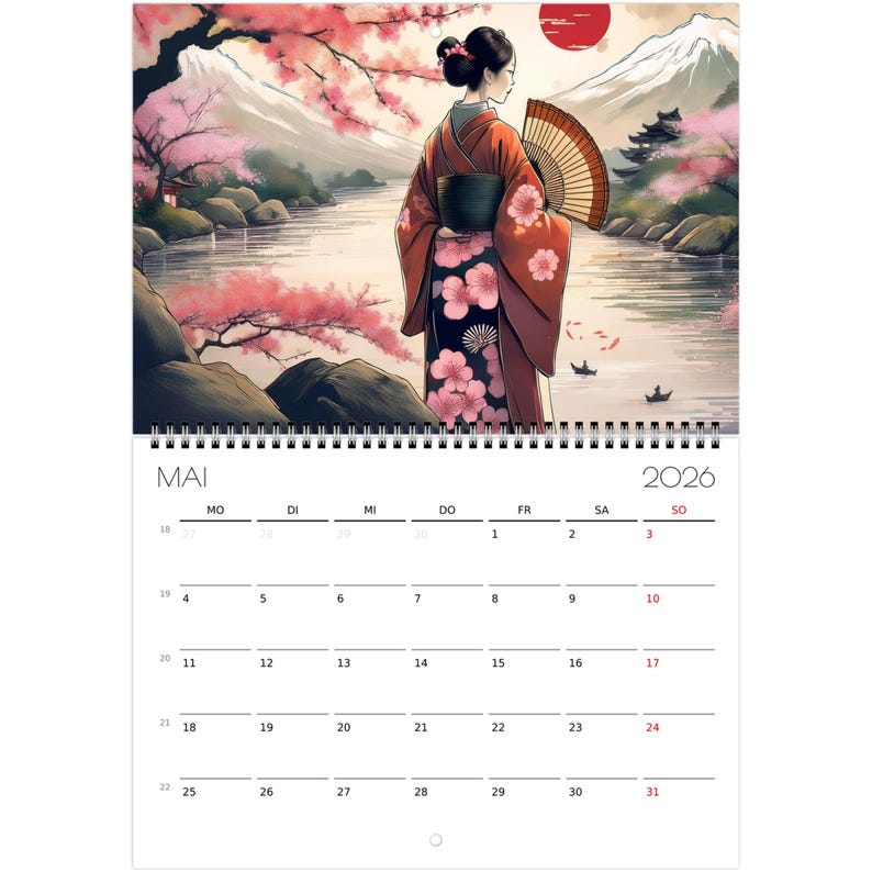 Japanese Wall Calendar 2026 in A4 Landscape Format or 21 X 21 Cm / 8.5 ...