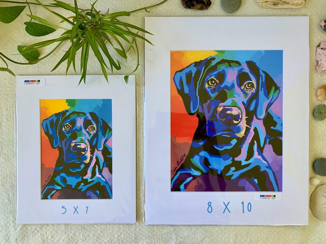 Black Lab Art Print, Colorful Dog Wall Art, Lab Lover Gift, Maximalist ...