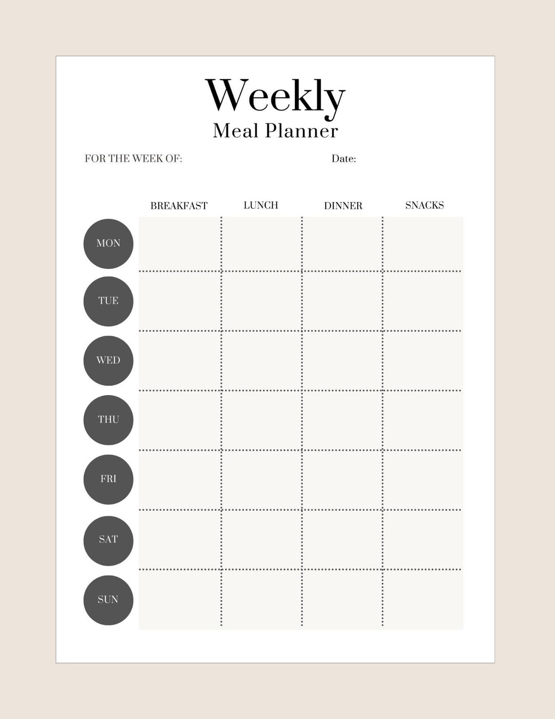 Meal Planner, Meal Planning, Printable PDF Instant Download - Etsy