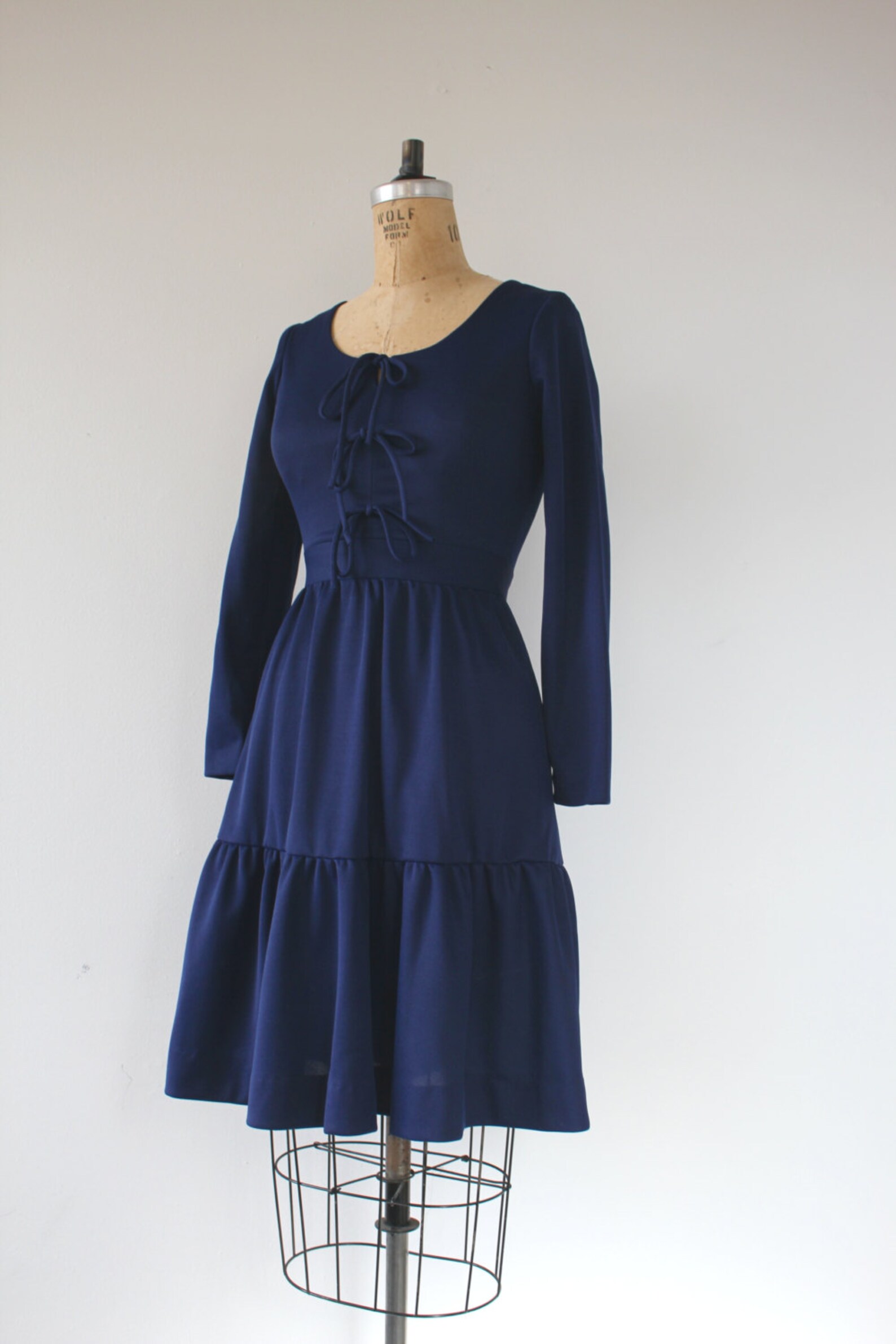Vintage 1960s Dress / 60s Navy Blue Dress / 60s Bow Dress / | Etsy