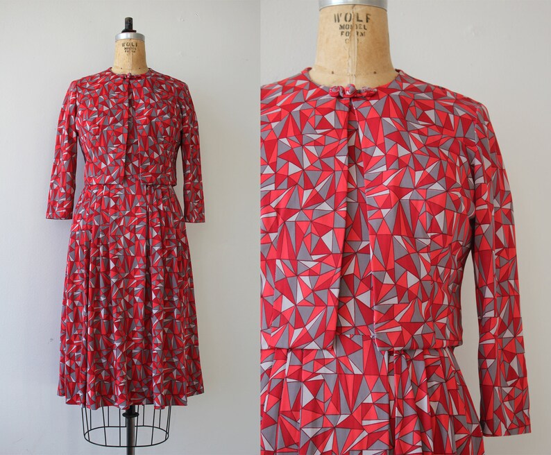 Vintage 1960s Dress / 60s Geometric Dress / 60s Dress Set / - Etsy