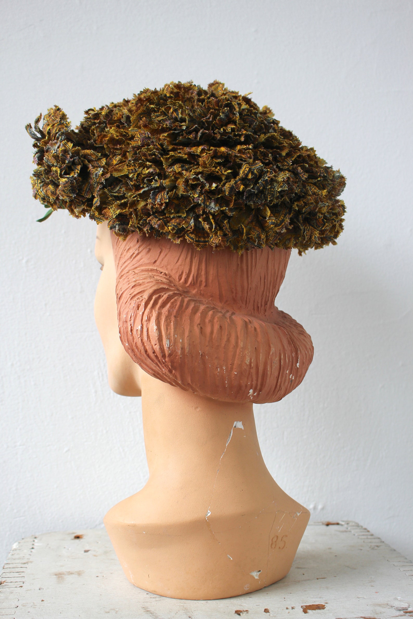Vintage 1950s Hat / 50s Moss Hat / 3d Fluff Hat / Cap Hat / - Etsy