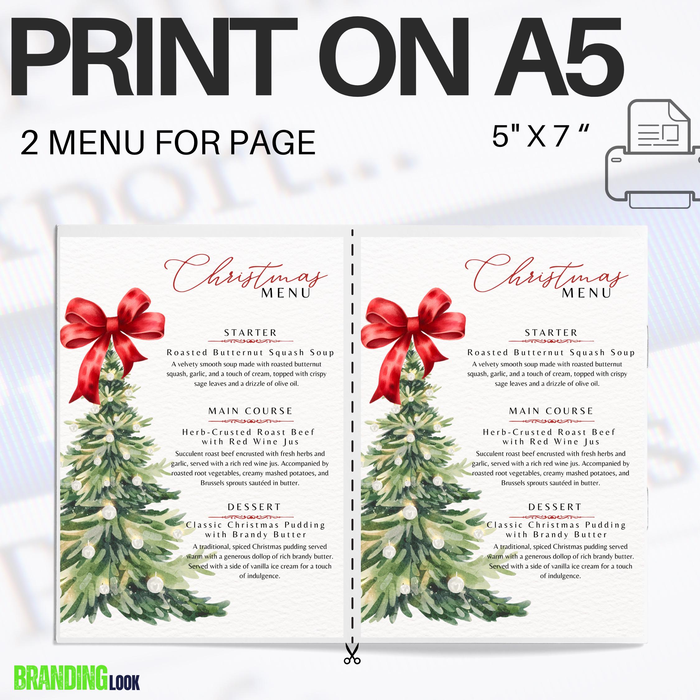 Christmas Menu Template, Printable Christmas Menu, Editable Menu ...