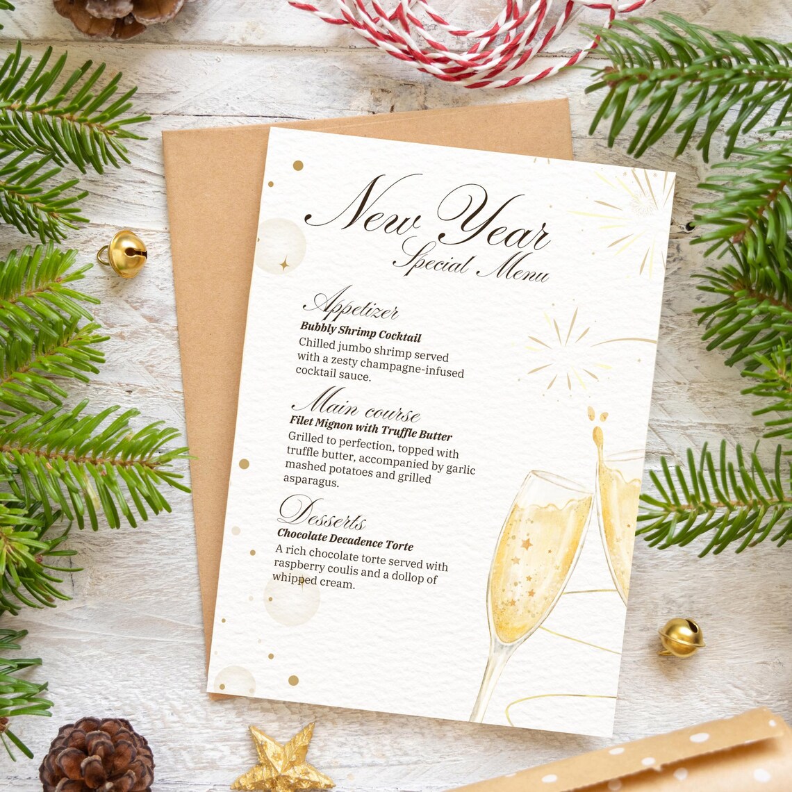 Printable New Year Menu Template, Editable New Year Menu Template ...