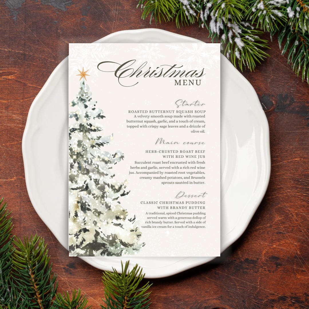 Editable Christmas Menu Template, Printable Christmas Menu, Instant ...