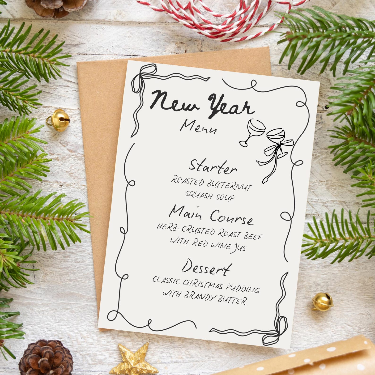 Printable New Year Menu, Editable New Year Menu Template, Instant ...